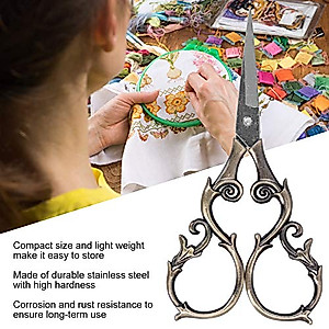 Vintage European Style Sewing Scissors, Flower Plum Blossom Scissors Embroidery Stainless Steel Scissors for Tailor Craft Work(Green)