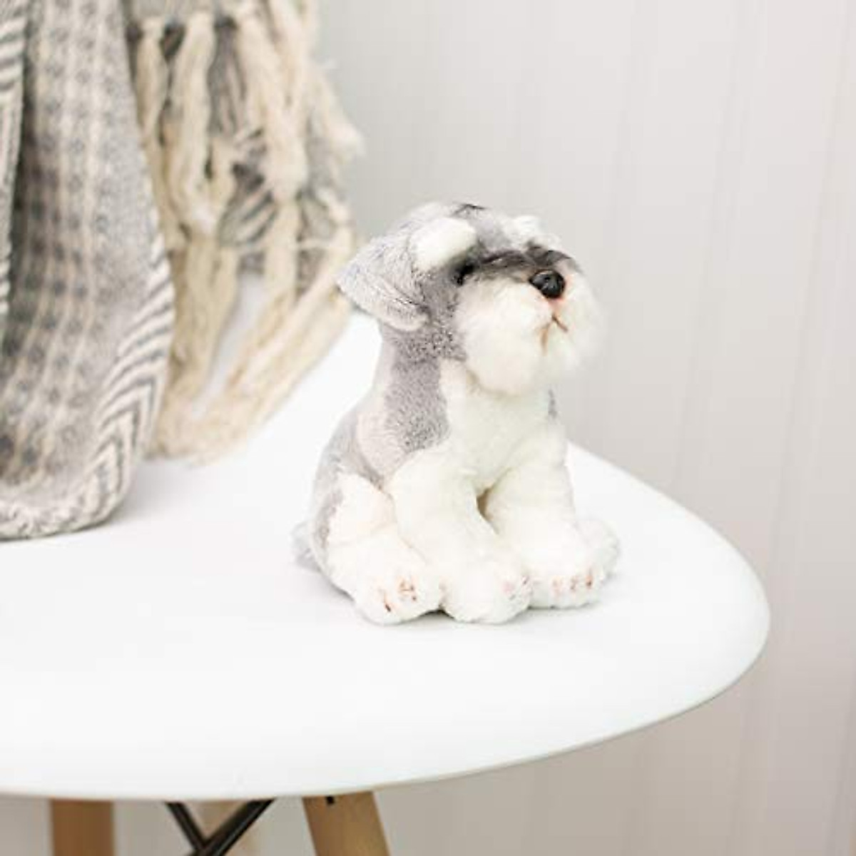 DEMDACO Schnauzer Children's Plush Beanbag Stuffed Animal Toy, Light Grey