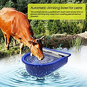 PAULOZYN Automatic Livestock Waterer Bowl Dog Water Dispenser Trough Kits Float valve control for Chicken Animal Goat horse Pig Cattle, with Brass Connector Adapter(Navy Blue)