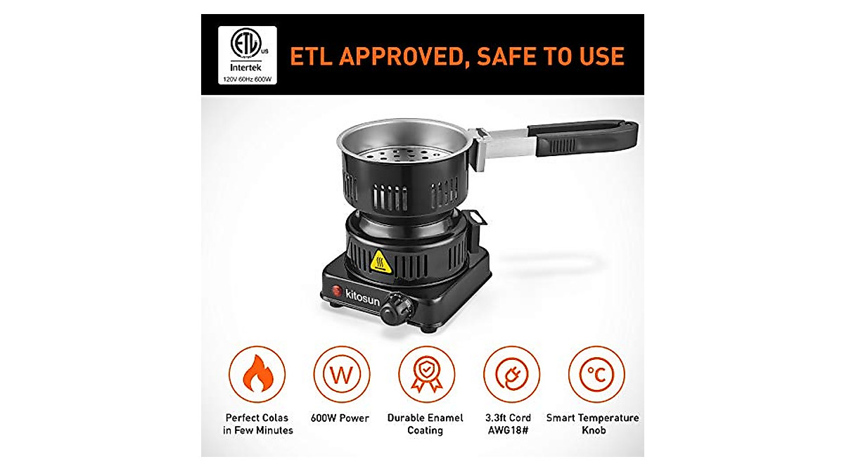 Afoosoo Electric Charcoal Burner for BBQ & Hookah | Fast Heating 600W