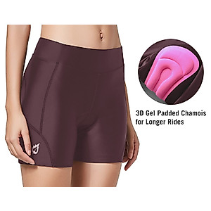 BALEAF Women's Cycling Shorts Padded Bike Shorts Biking Bicycle Spin Underwear Gel UPF 50+ Wine Red S
