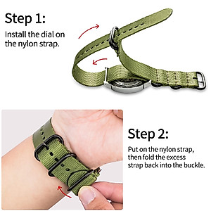 Ritche Christmas Gift 22mm Army Green Military Ballistic Nylon Strap With Black Heavy Buckle Compatible with Timex weekender watch band, White Elephant Gifts, Stocking Stuffers for Men