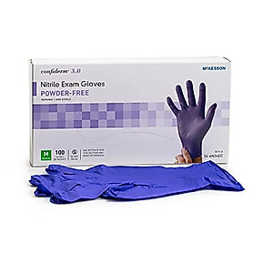 McKesson Confiderm 3.0 Nitrile Exam Gloves - Powder-Free, Latex-Free, Ambidextrous, Textured Fingertips, Non-Sterile - Dark Blue, Size Medium, 100 Count, 10 Boxes, 1000 Total