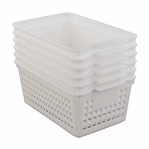Fiazony 6-Pack White Plastic Storage Basket, Small Storage Basket