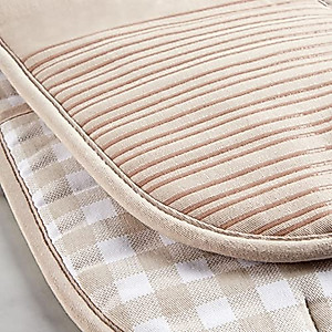 KitchenAid Gingham Casserole Mitt Single Pack, Milkshake Tan, 35"x7.5"