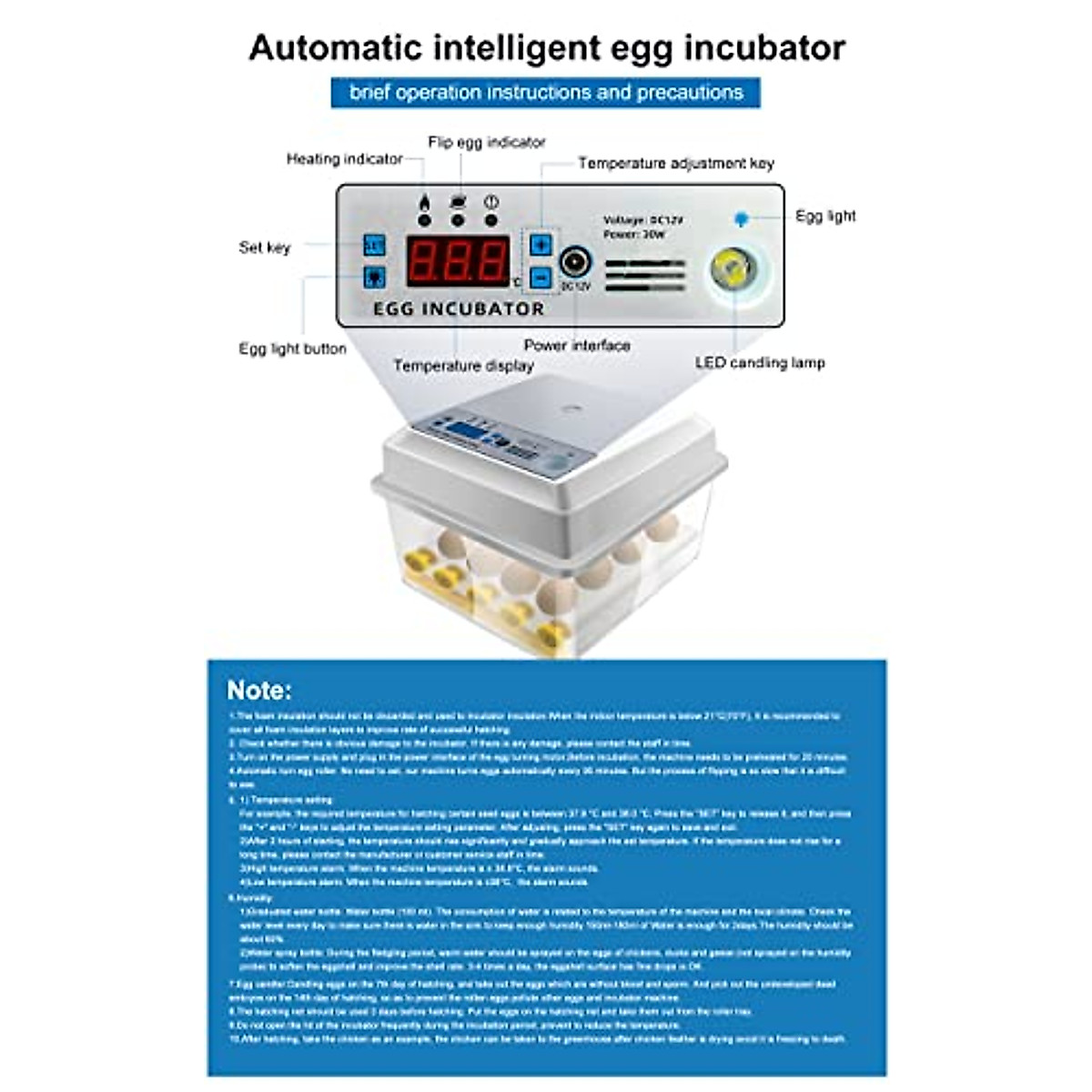 Safego 16 Eggs Incubator for Hatching Eggs, Digital Mini Incubator with Automatic Turner and Egg Candler Tester for Hatching Chicken Duck Quail Bird Eggs