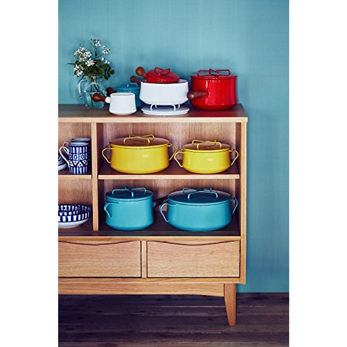 DANSK 833297 Koben Style Double Handed Pot, 7.1 inches (18 cm), 2.2 L., Induction Compatible, Turquoise/Teal, Oven Safe, Enameled