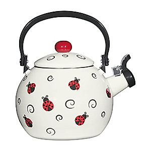 Whistling Tea Kettle for Stove Top Enamel on Steel Teakettle, Supreme Housewares Ladybug Design Teapot Water Kettle Cute Kitchen Accessories Teteras (1.6 Quart, Ladybug)