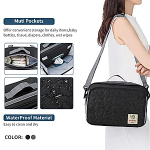 TRENDPLAY Small Diaper Bag, Mini Stroller Organizer Caddy with Wipe Pockets Caddy Parent Console with Stroller Straps Fit All Strollers, Black