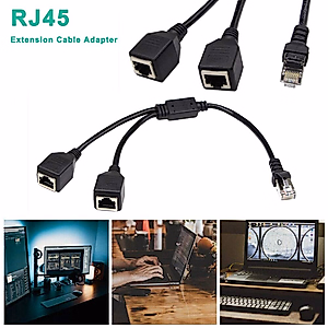 PDEEY RJ45 Ethernet Splitter Cable Connector 1 Male to 2 Female LAN Port Support Cat7 Cat6 Internet Cable with High Speed Network