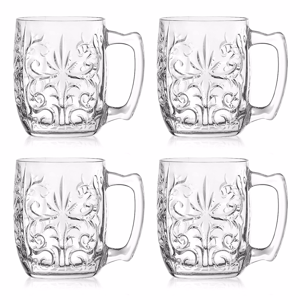 Barski Glass Mug - Mule - Designed - for Beer - Coffee - Tea - Latte - Cocktail - Beverage - Set of 4-14.2 Oz. - Made in Europe