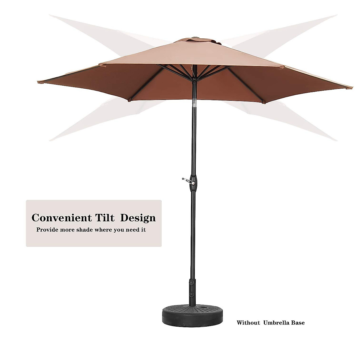 HYD-Parts 9FT Patio Umbrella Outdoor Table Umbrella,Market Umbrella with Push Button Tilt and Crank for Garden, Lawn, Deck, Backyard & Pool (Coffee)