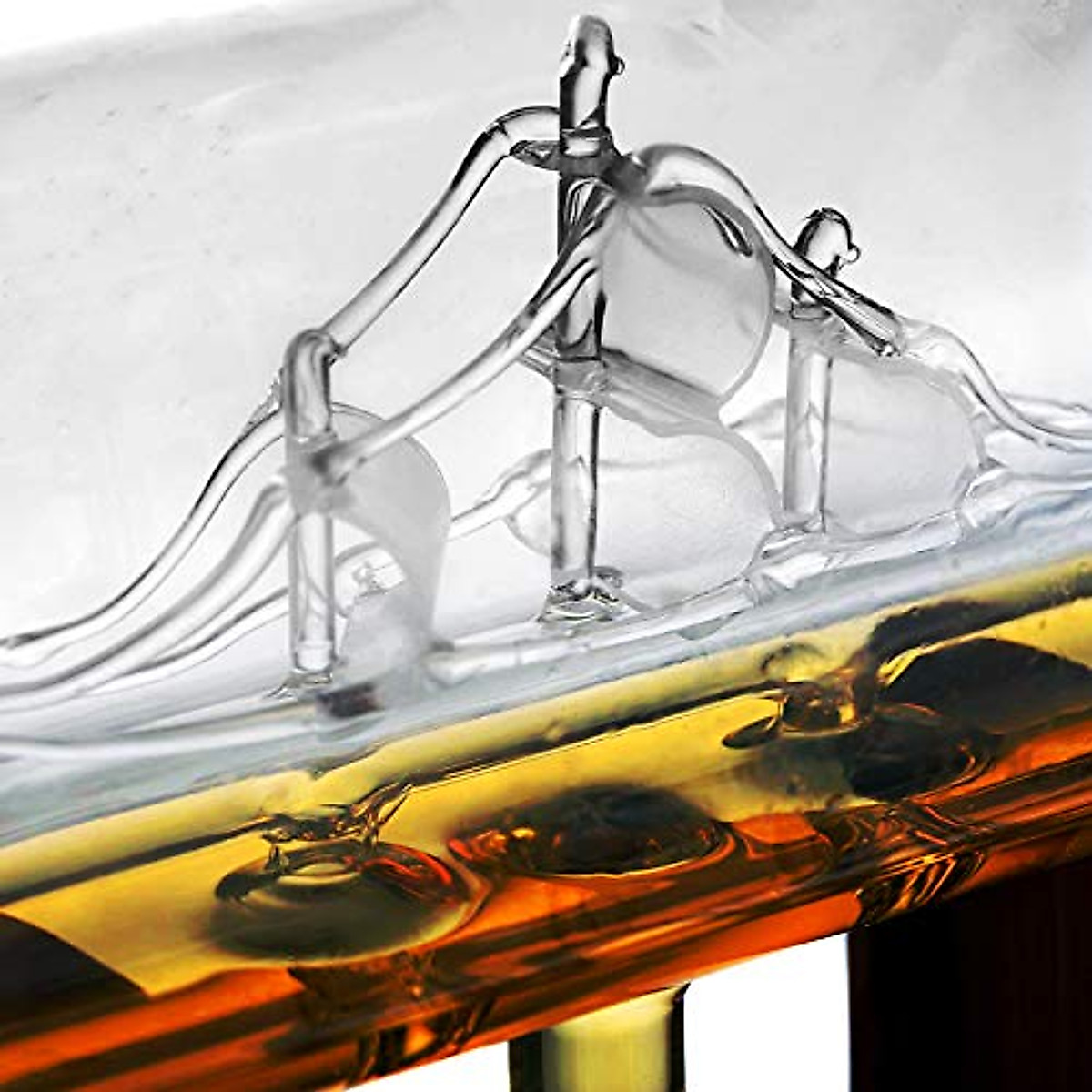 NutriChef Glass Whiskey Decanter with Glasses -1100ml Barrel Whiskey Carafe Alcohol Decanter Set, Decanter w/ Spigot, Stopper & Base, For Brandy Wine Cognac Rum Gin Scotch Bourbon - NutriChef