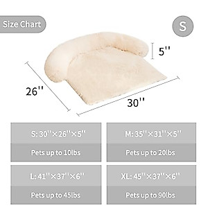 WELLYELO Small Calming Dog Bed Sofa Couch for Small Dogs and Cats - Fluffy Plush Mats for Furniture Protector With Washable Cover (30x26x5, White)