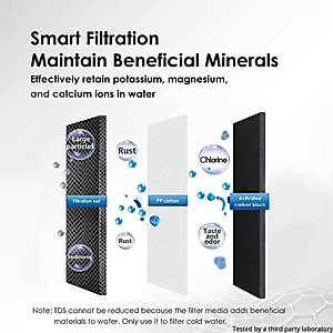 Waterdrop Stainless-Steel Faucet Water Filter, Carbon Block Water Filtration System, Tap Water Filter, Reduces Chlorine, Heavy Metals and Bad Taste, WD-FC-06 (1 Filter Included)