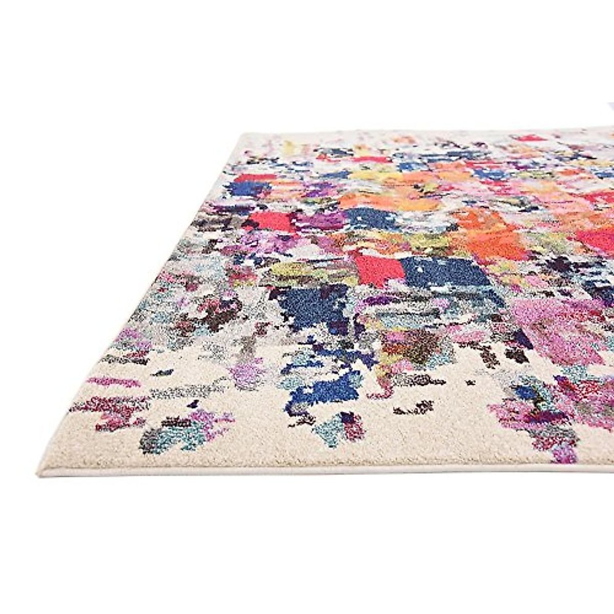 Unique Loom Estrella Collection Abstract, Bright Colors, Distressed, Modern Area Rug, 8 ft x 11 ft, Multi/Beige