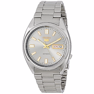 SEIKO SNXS75 Automatic Watch for Men 5-7S Collection - Striking Silver Dial with Day/Date Calendar, Luminous Hands, Stainless Steel Case & Bracelet