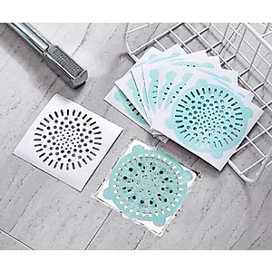 30PCS Disposable Shower Drain Hair Catcher Mesh Stickers Waterproof Adhesive Floor Drain Sticker Mesh Bathroom Vanity Sink Shower Stall Bathtub Balcony Laundry Room Kitchen Washroom Accessor (Pink)