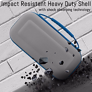 Orzly Case for Nintendo Switch Lite - Portable Travel Carry Case with Storage for Switch Lite Games and Accessories [Grey/Blue with a Tint of Pink Special Edition]