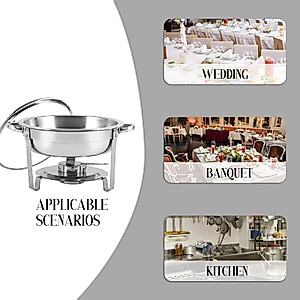 Restlrious Chafing Dish Buffet Set 2 Pack Round Stainless Steel Chafers and Buffet Warmers Sets Glass Lid, 5 QT Full Size Set w/Water Pan, Food Pan, Fuel Holder for Catering Event