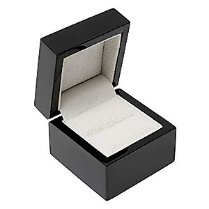 Noble Piano Wood Ring Box - Luxury Engagement Ring Box for Proposal Ring or Special Occasions - Comes with a Two Piece Packer and Ribbon (Black)