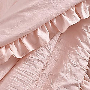 Lush Decor Reyna Soft Knitted Ruffle Throw Blanket, 50" x 60", Blush