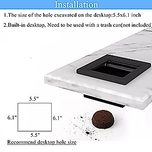 DIBTSA Espresso Coffee Ground Knock Box Chute, Built-in Desktop Waste Bucket, Stainless Steel Bottomless Knocking Residue Box (Rectangle)