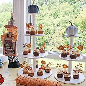 Darware Cake Pop/Cupcake Stand (4-Tiered); White Wooden Dessert Display for Parties and Special Events