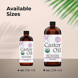 Healing Solutions Oils - 4 oz Castor Oil Organic Cold Pressed Unrefined Glass Bottle - Natural Organic Castor Oil for Face - 118 ml - Castor Oil for Hair and Skin - Facial Castor Oil
