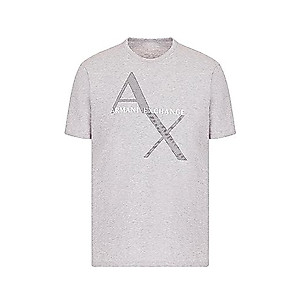 A|X ARMANI EXCHANGE mens Tonal and Contrast Logo Core Crew Neck T Shirt, Quilted Logo Heather Grey, XX-Large US