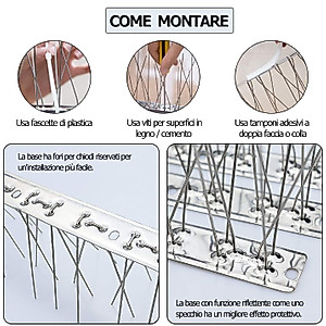 AOKKR Bird Spikes for Pigeon and Small Birds Squirrel Raccoon Cats Crow Bird Defender Spikes for Outside to Keep Birds Away, Anti Bird Stainless Steel Spikes for Railing (21.7ft)