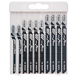 Bosch Professional 2607010146 10-Piece Jigsaw Blade Set (for Wood, Accessories for Jigsaws T Shank Socket)