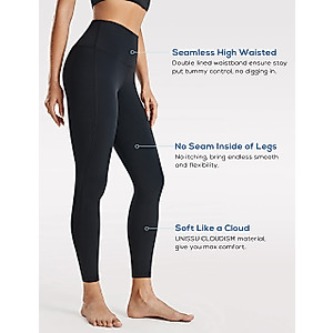 UNISSU Workout Leggings for Women Tummy Control High Waisted Gym Athletic Buttery Soft Squat Proof Yoga Pants 25'' Black X-Small