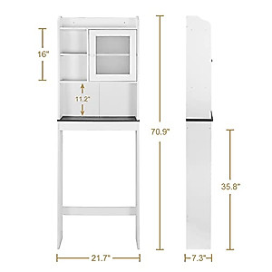 SUPER DEAL New Version Over-The-Toilet Bathroom Storage Cabinet Freestanding Wooden Bathroom Organizer w/Adjustable Shelves