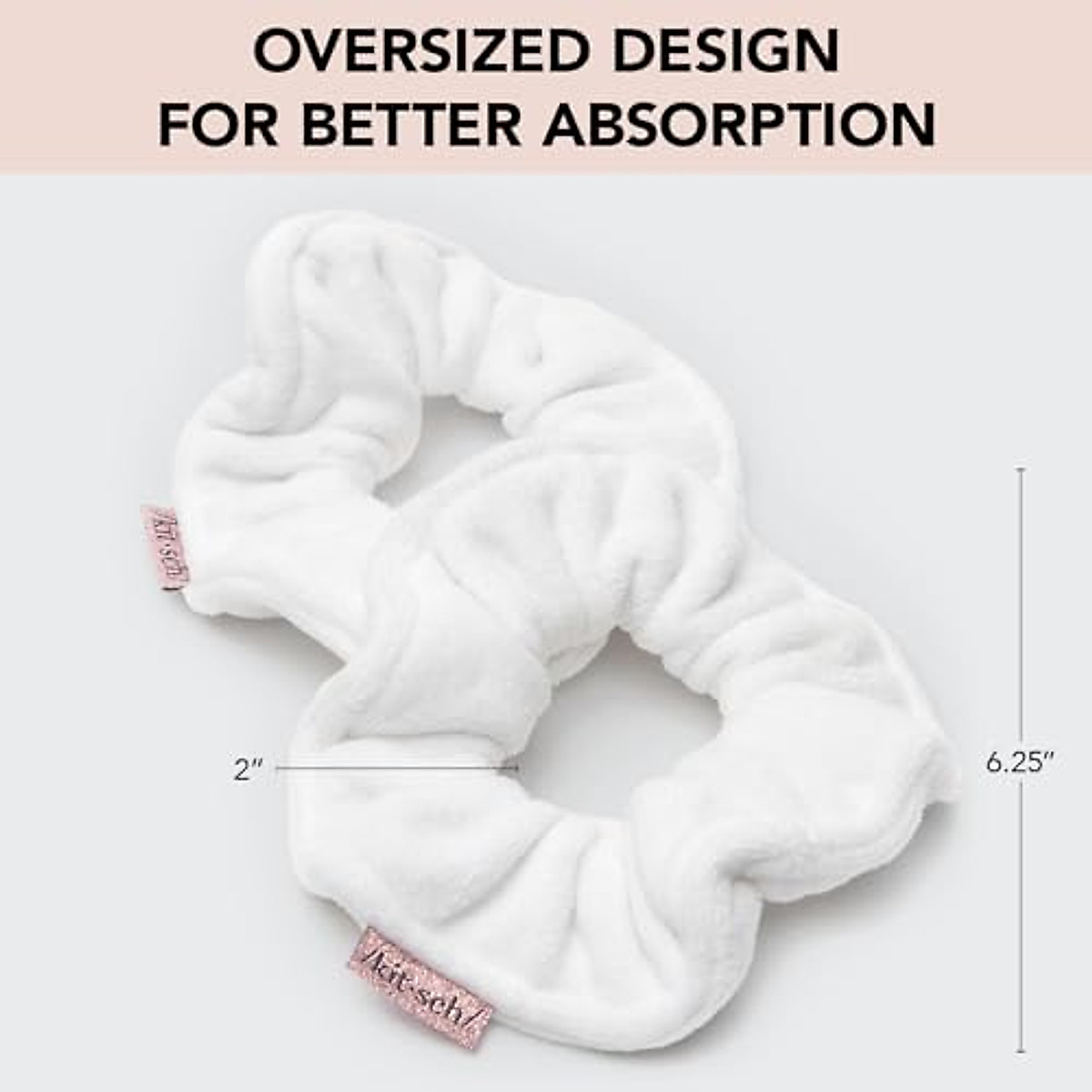 Kitsch Microfiber Hair Towel Scrunchies - Ultra Soft, Large, 2 pcs (White) - Ideal for Thick, Thin, Curly or Straight Hair - Fast Drying Magic - Perfect for Women and Girls - Machine Washable