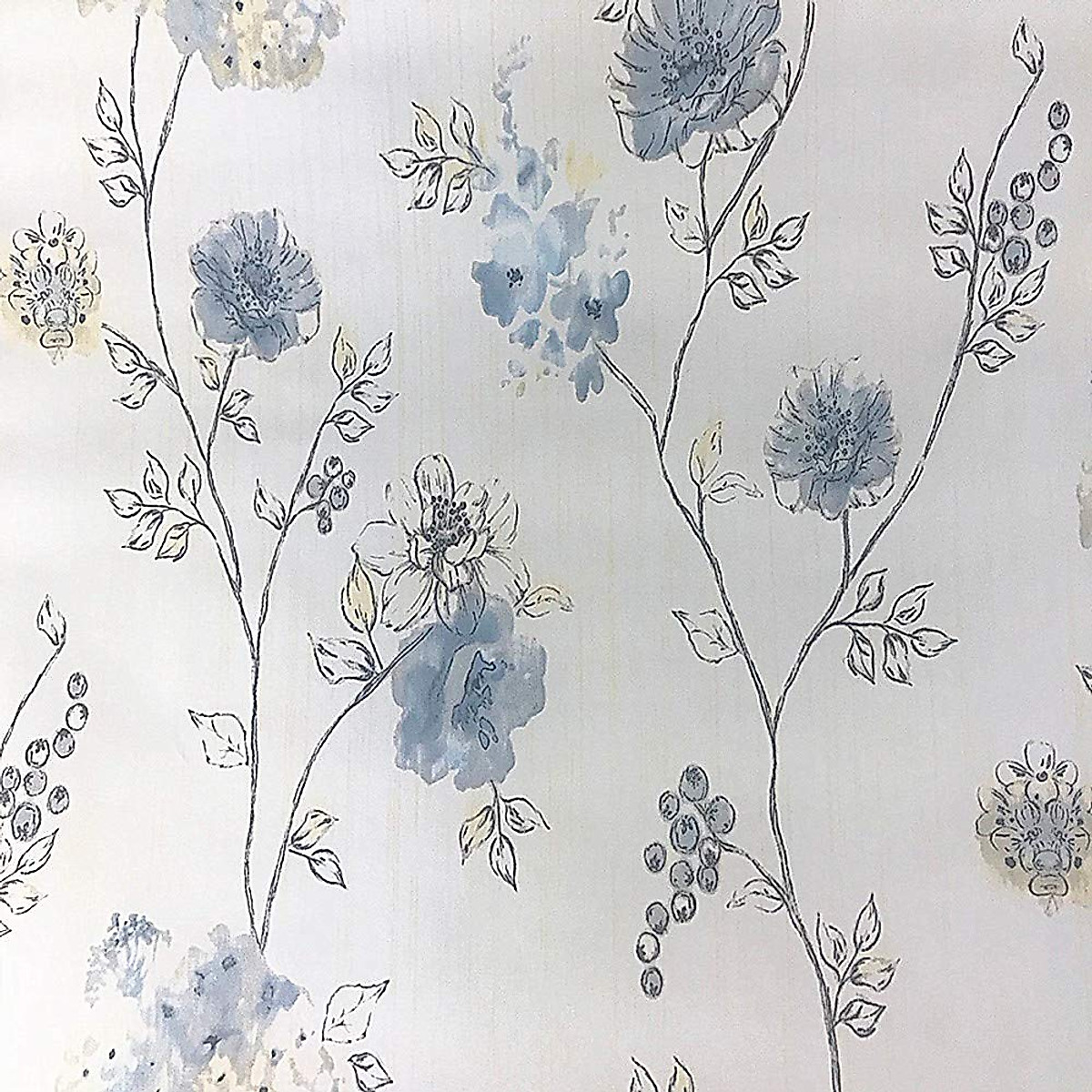 Taamall Simplemuji Ink Blue Flower Self Adhesive Wallpaper Drawer and Shelf Liner for Kitchen Cabinets Cover Furniture Door Decorative Stickers 17.7 Inch by 100 Inch