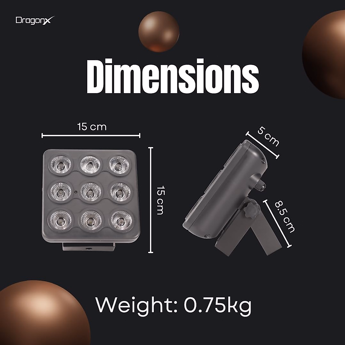 DragonX 9x4W LED Par Lights RGBW Slim DJ Stage Lights with DMX Control - Versatile Uplighting for Parties, Weddings, Church Gigs, Bars & Indoor Events