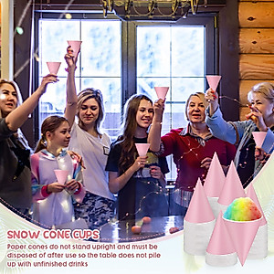 Zubebe 200 Pack Snow Cone Cups 4.5 Oz Cone Paper Cups Bulk Small Water Dispenser Cups Wax Coated Leakproof Cups for Office Water Coolers Shaved Ice, Slush Ice Cream (Pink)