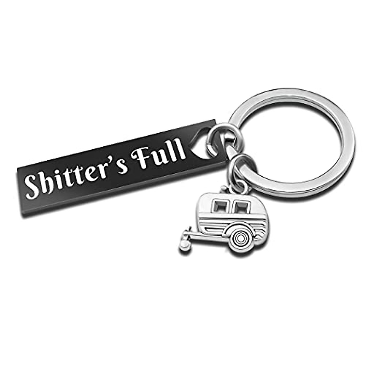 isiyu Shtter's Full Funny Keychain Gift Happy Camper RV Camping gifts Accessories (Black)