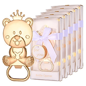 24 Packs Baby Shower Favors for Guests Bulk Cute Baby Bear Shape Bottle Opener with Gift Boxes for Baby Boy or Girl Party Souvenirs or Decorations (White box)