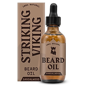 Striking Viking Scented Beard Oil Conditioner for Men - Natural Organic Formula with Tea Tree, Argan and Jojoba Oils - Softens, Smooths, and Strengthens Beard Growth (2 Fl Oz (Pack of 1), Sandalwood)