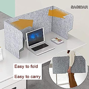 SAGIDAR Desk Barrier Polyester Fiber, Sound Absorbing, Sneeze Guard Desk Divider, Desktop Privacy Panel 60/80/100cm, Office Divider Partition Folding, No Installation Required