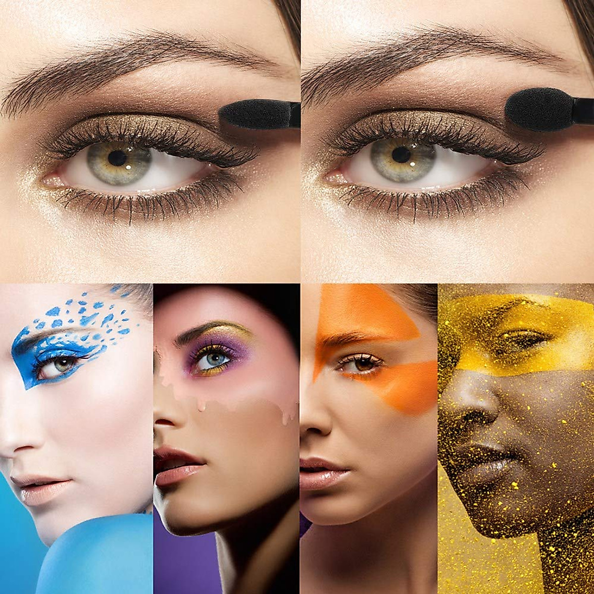 AaKode 50PCS Disposable Double Head Eyeshadow Sponge Brushes Cosmetic Tool, Professional Dual Sides Eyeshadow Brushes Makeup Applicator(Size: 2.44 inch, Color: Black)