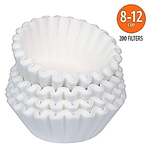 Amazon Basics Basket Coffee Filters for 8-12 Cup Coffee Makers, White, 200 Count