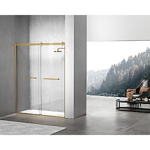 Elegant Kitchen and Bath SD202-6076BGD Frameless Shower Door 60 x 76 Brushed Gold