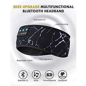 LC-dolida Sleep Headphones Bluetooth Headband, Cozy Band Wireless Headphones, Sleep Mask with Bluetooth Headphones, Perfect for Sleeping Side Sleepers, Jogging, Workout, Yoga