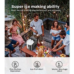 Nugget Ice Maker Countertop, Silonn Chewable Pellet Ice Machine with Self-Cleanin Function, 33lbs/24H Portable Ice Makers for Home Kitchen Officce, Stainless Steel