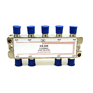 Philmore 2GHZ High "Q" 8-Way Low Loss Coaxial Satellite TV Signal Splitter With Weather Caps, Commercial Grade; CS208