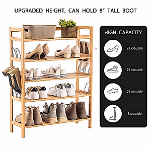 YOUDENOVA Bamboo Shoe Rack,5 Tier Wooden Shoe Shelf Storage Organizer,Perfect for Entryway,Hallway,Closet or Living Room (Natural Bamboo)