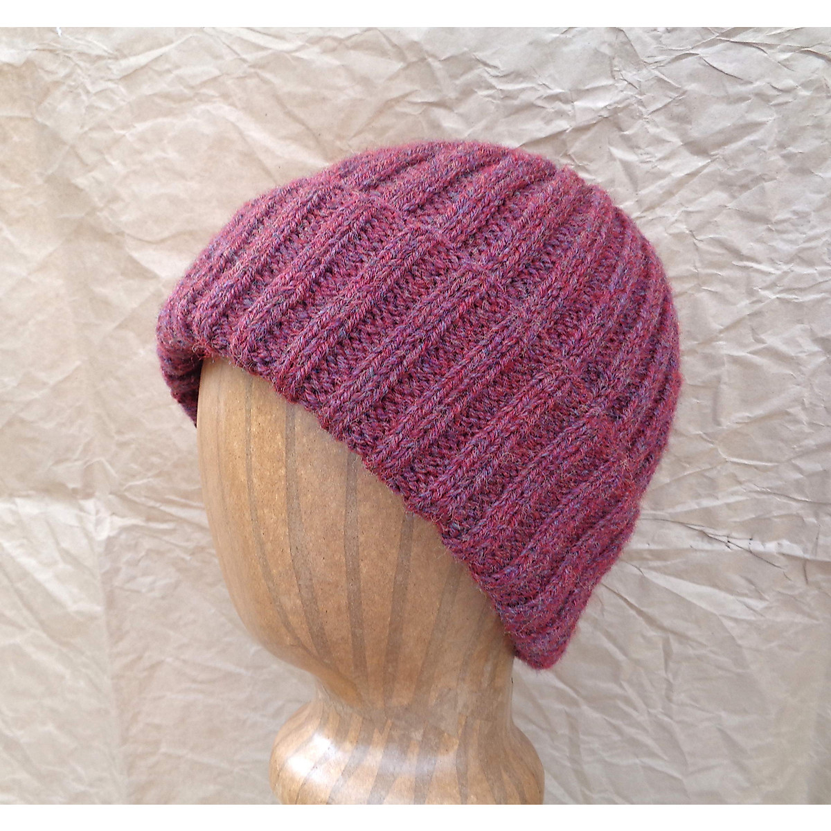 Beanie Hat, Wool Blend, Men Women Teens, Hand Knit Wool Acrylic, Ribbed Toque Watch Cap